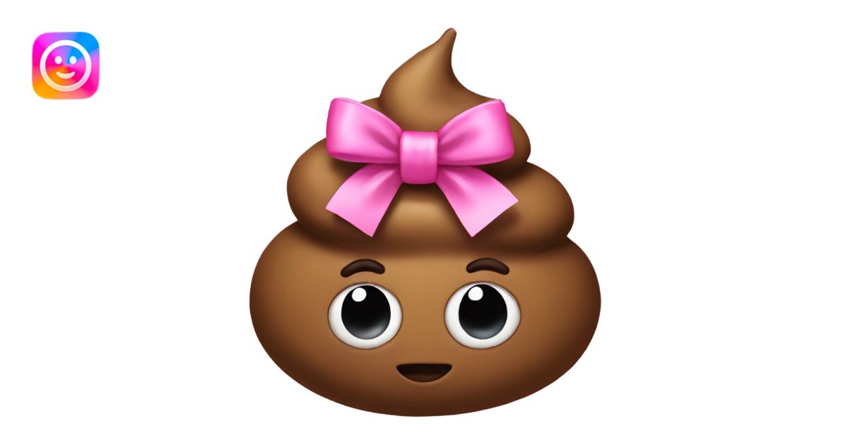 A poop with a pink bow emoji | AI Emoji Generator