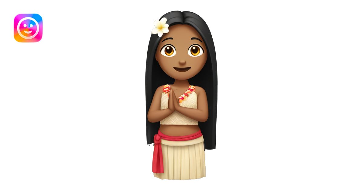 Filipino hula dancer with long black hair emoji | AI Emoji Generator