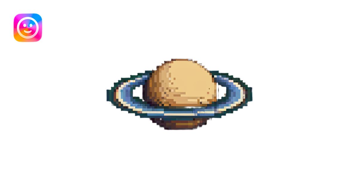 Pixel art Saturn planet in greyscale illustration | AI Emoji Generator