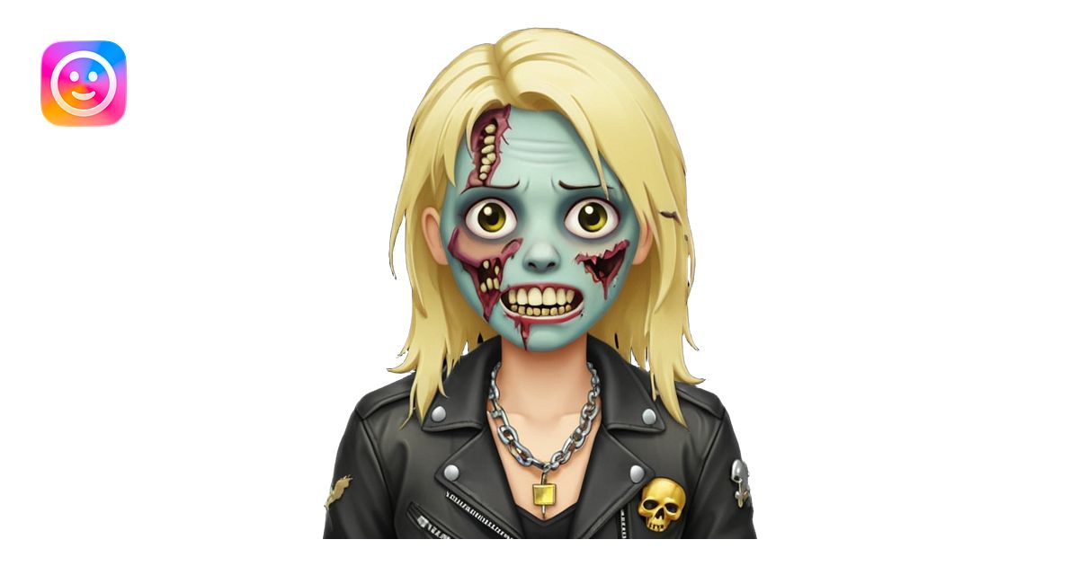 Zombie com dente de ouro e cabelo loiro com corrente e uma jaqueta de ...