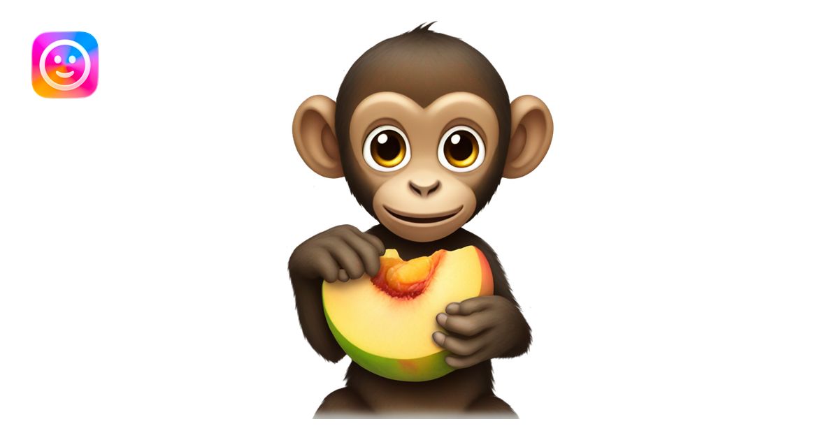 Monkey eat peach emoji | AI Emoji Generator