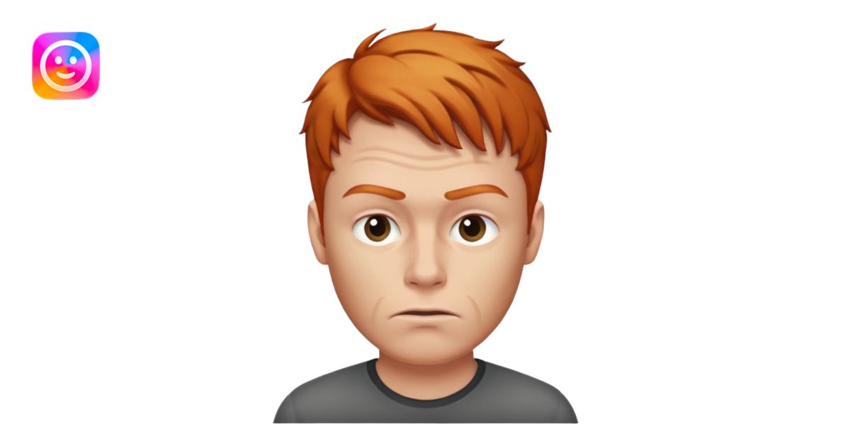 The 🤨 raised eyebrow emoji but with short ginger hair (a man) emoji ...
