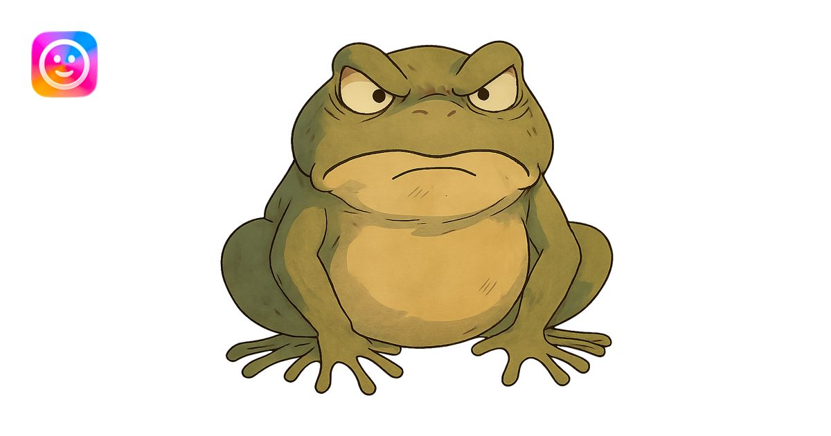 angry frog in ghibli style illustration | AI Emoji Generator
