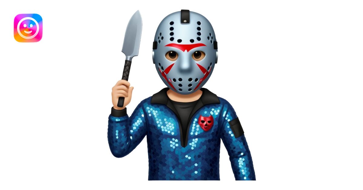 Jason Voorhees with slate sequin outfit emoji | AI Emoji Generator
