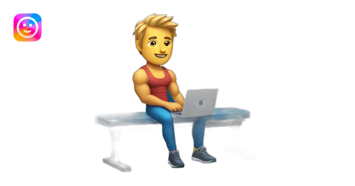 software developper on a musculation bench with a macbook emoji | AI ...