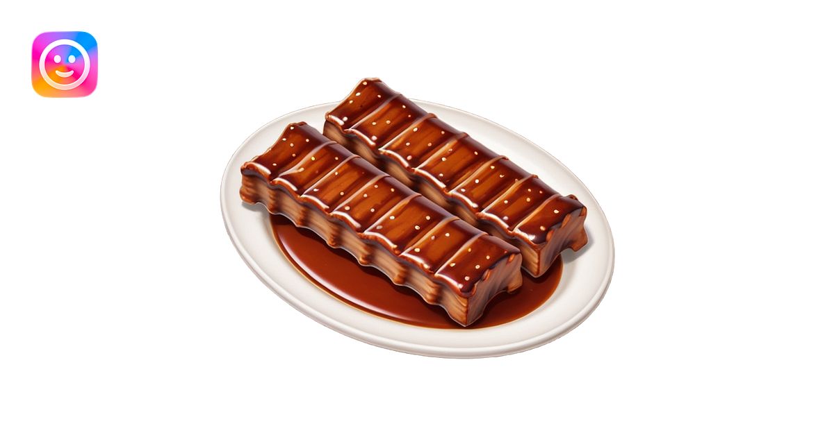 bbq ribs object icon, cooked ribs with barbecue sauce glaze, 3D cartoon ...