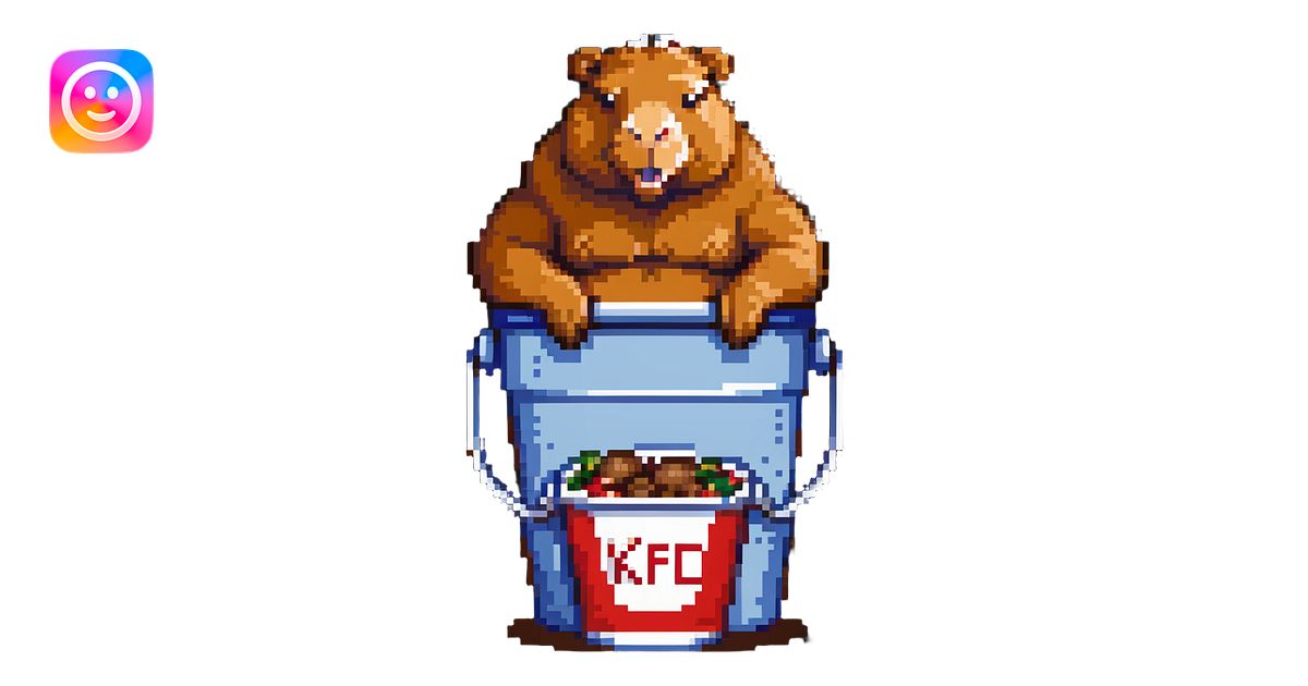 Buff capybara with huge muscles sitting in a KFC bucket illustration ...