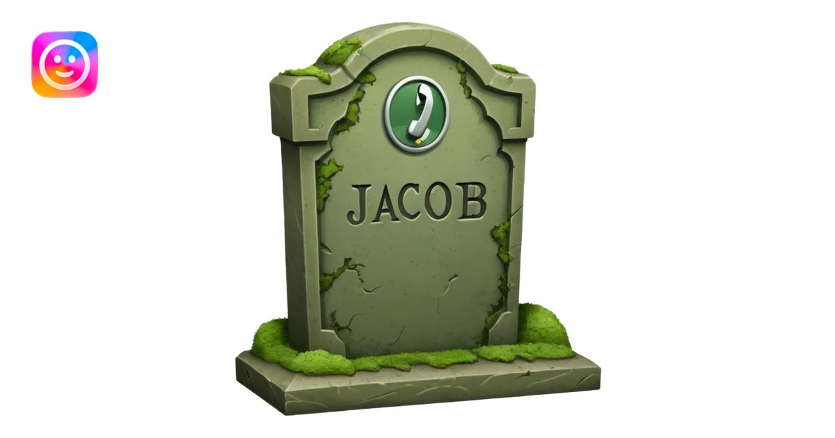grave with name Jacob with phone and ;stop on it emoji | AI Emoji Generator