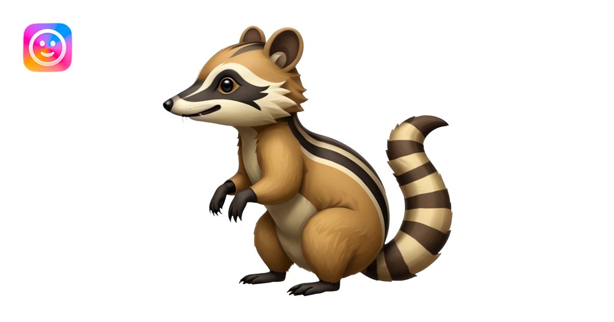 Tanuki-Anteater-Civet-Numbat-hybrid (full body) emoji | AI Emoji Generator