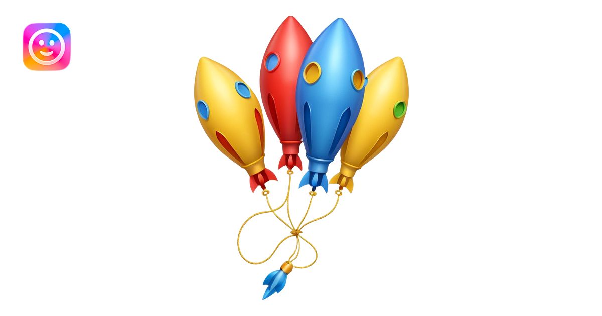 rocket shaped flying balloons with string emoji | AI Emoji Generator