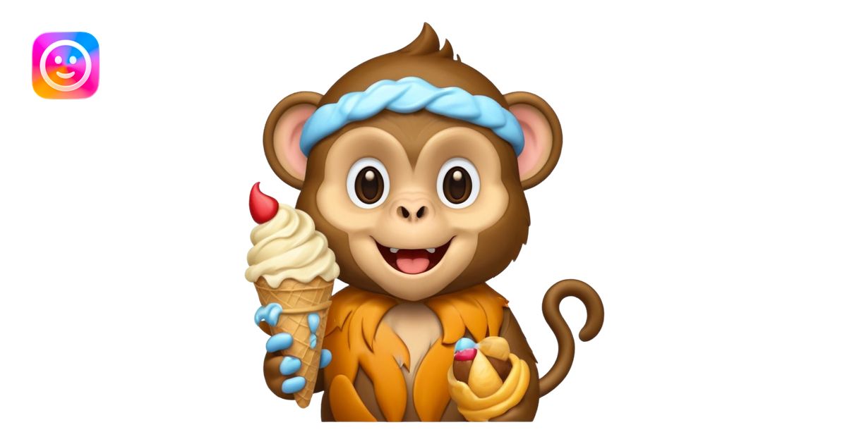 monkey eating ice cream emoji | AI Emoji Generator