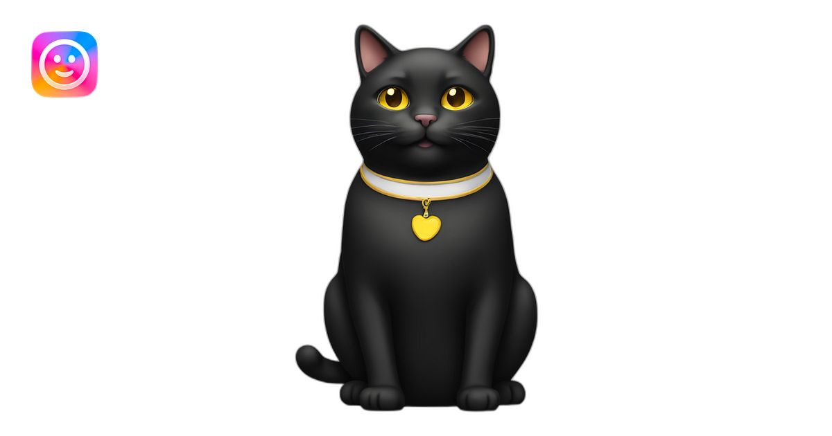 Black fat cat with yellow eyes smiling emoji | AI Emoji Generator