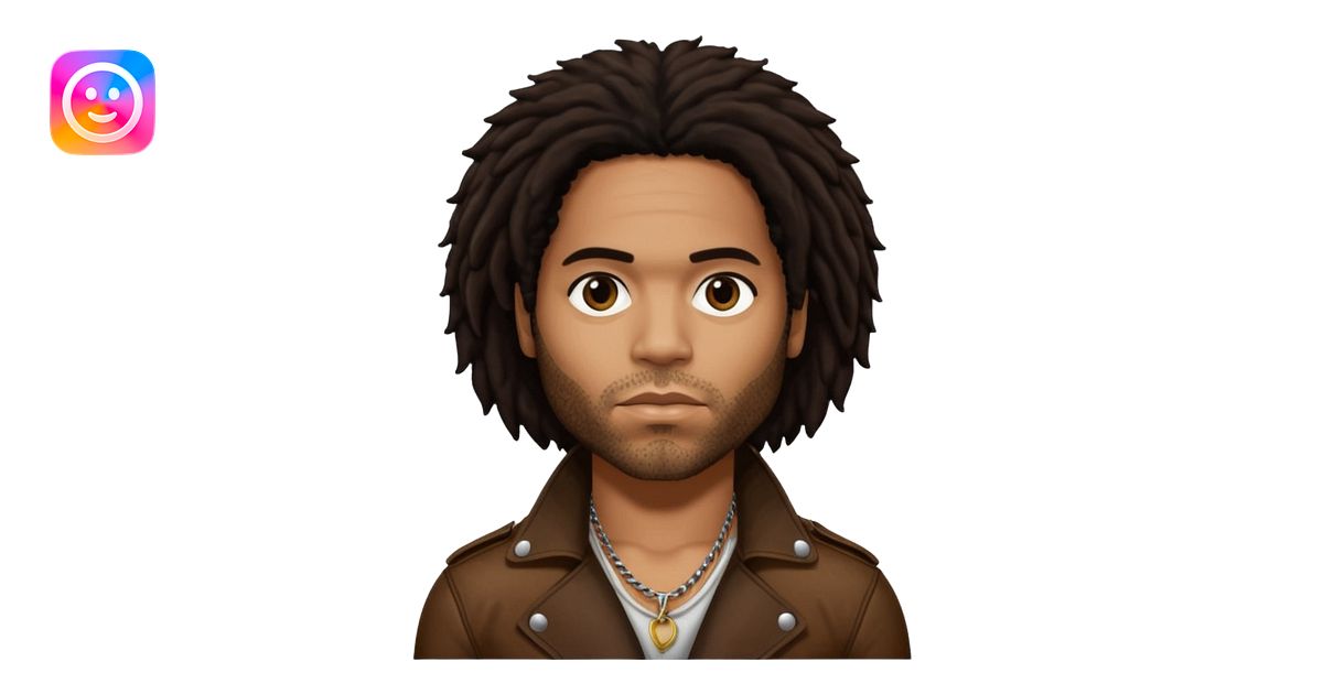 Lenny Kravitz with long dark brown hair emoji | AI Emoji Generator