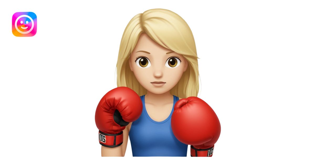 Blonde girl with long hair in boxing gloves emoji | AI Emoji Generator
