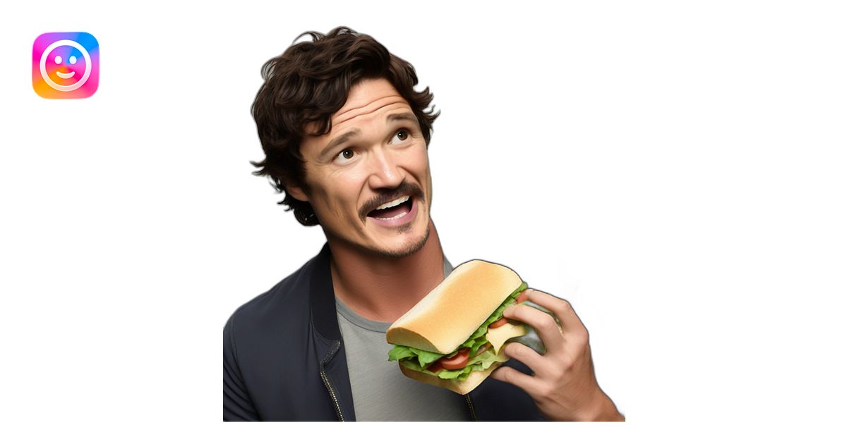 Pedro Pascal eating a sandwich meme emoji | AI Emoji Generator