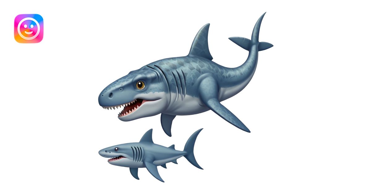 Dinosaur swimming with shark emoji | AI Emoji Generator