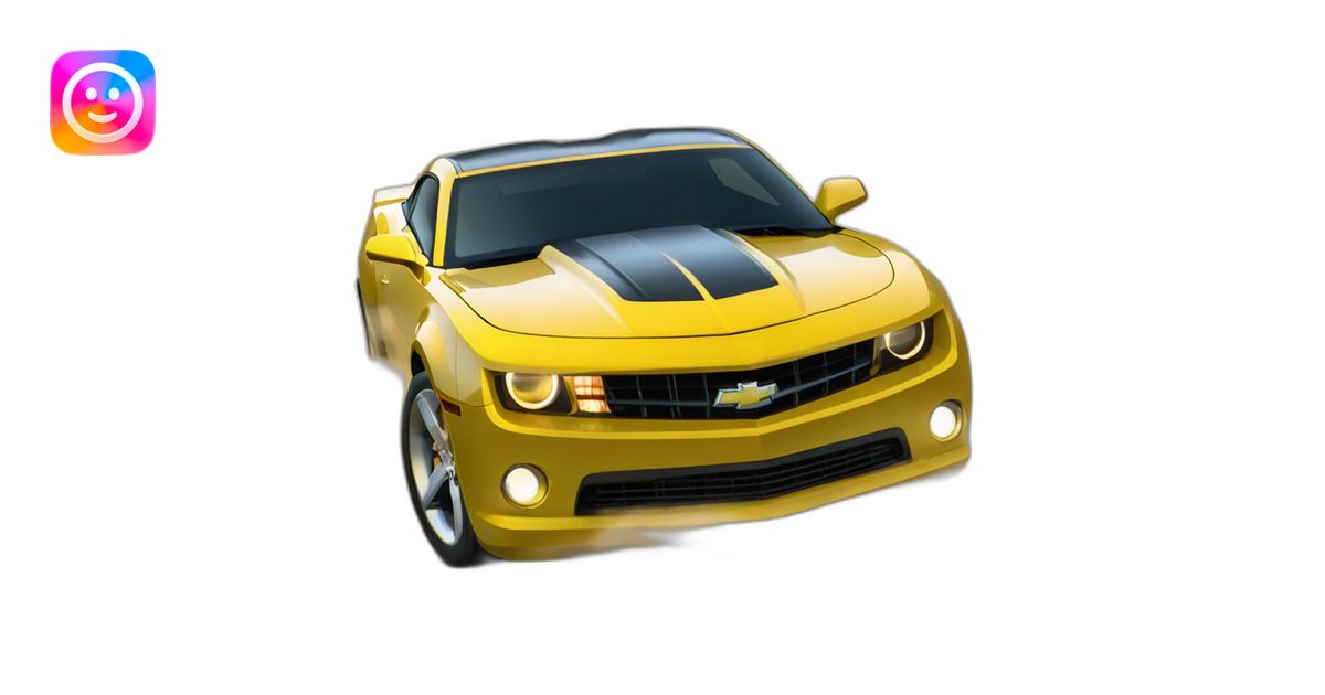 Yellow 2010 Chevrolet Camaro with wheels spinning emoji | AI Emoji ...