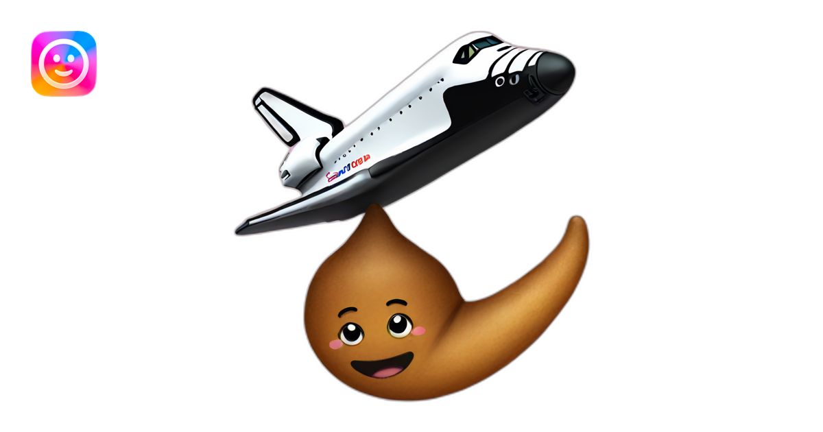 poop on top of a space shuttle emoji | AI Emoji Generator