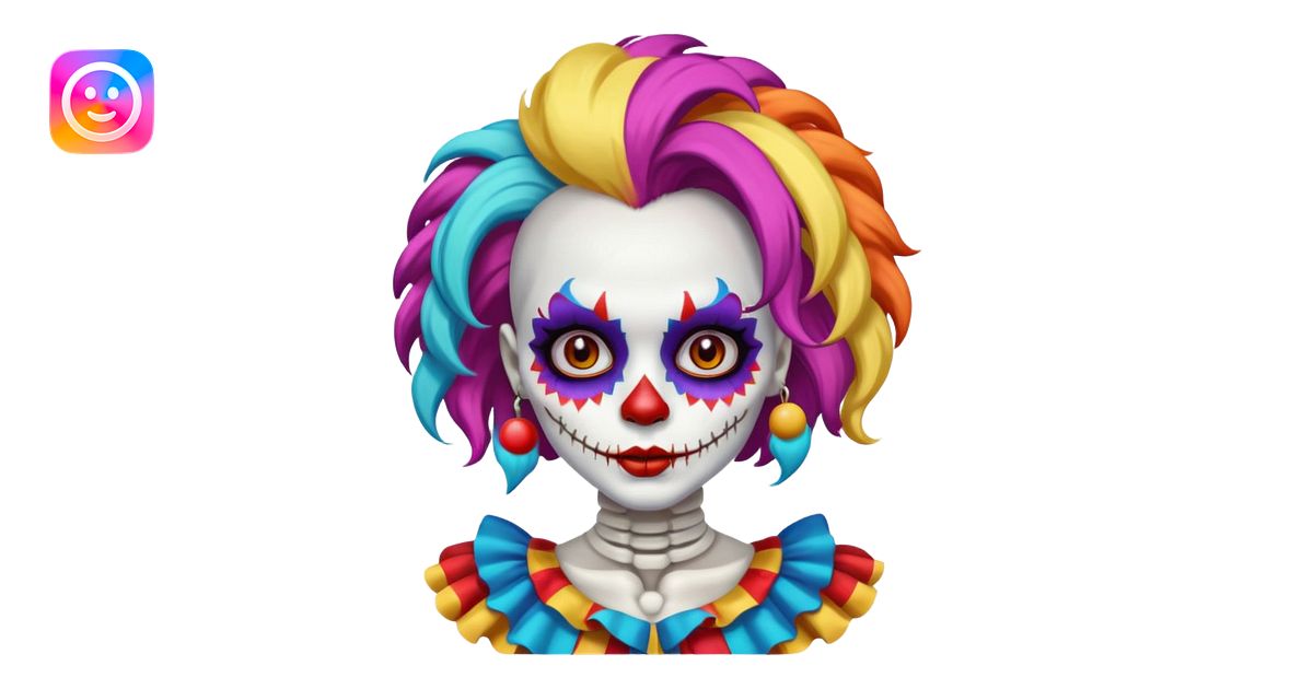 cute skeleton woman clown with makeup emoji | AI Emoji Generator