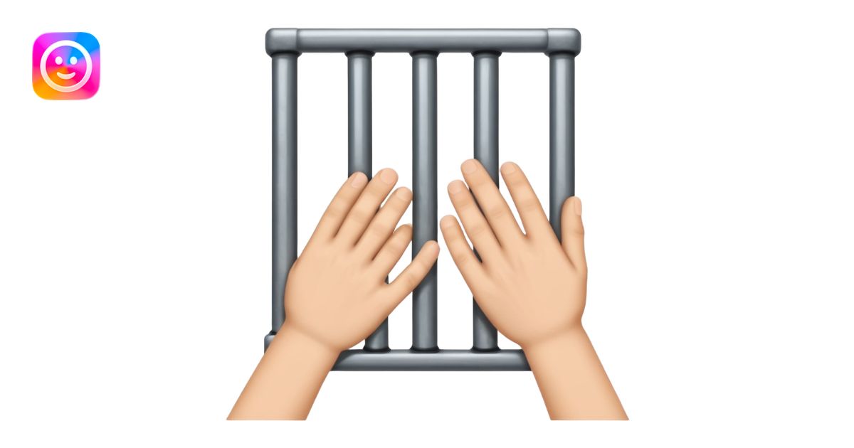 hands holding jail bars classic emoji style emoji | AI Emoji Generator