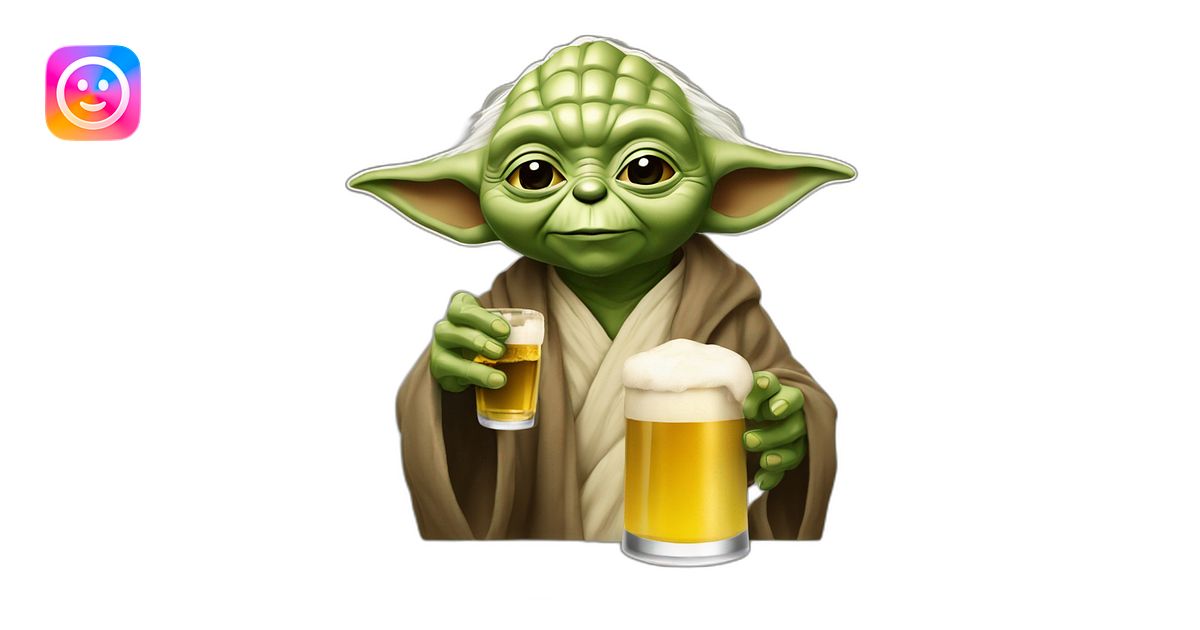 Maître yoda avec une bière emoji | AI Emoji Generator