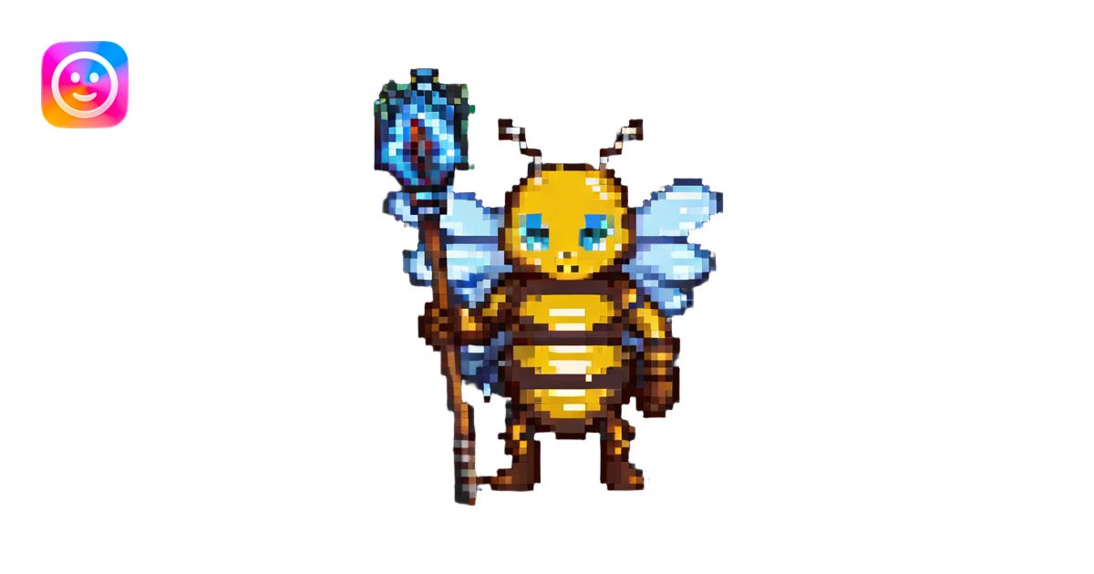 pixel art bee holding spear illustration | AI Emoji Generator