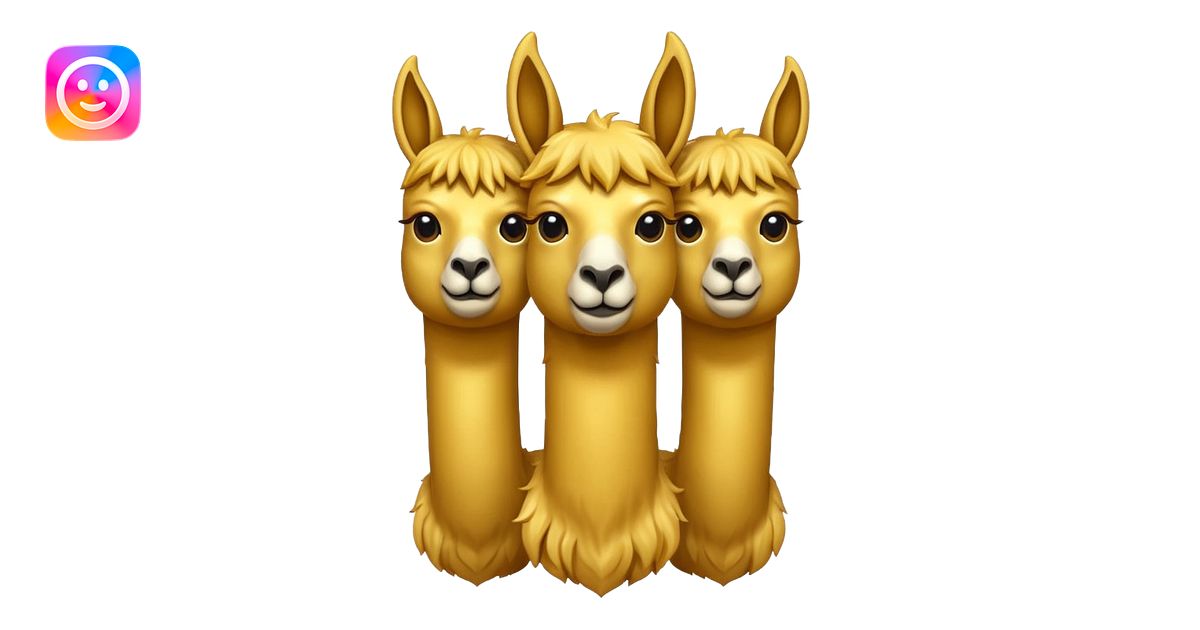 golden three headed llama emoji emoji | AI Emoji Generator