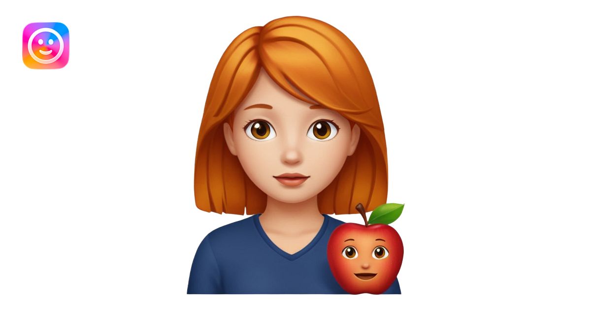can you make an apple emoji of a girl who has amber hair emoji | AI ...