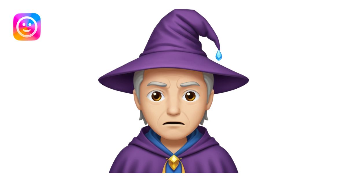Male, mysterious wizard, 8 emojis, sad, happy, angry, confused, love ...