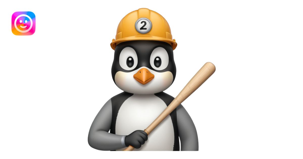 Penguin Construction Worker baseball bat emoji | AI Emoji Generator