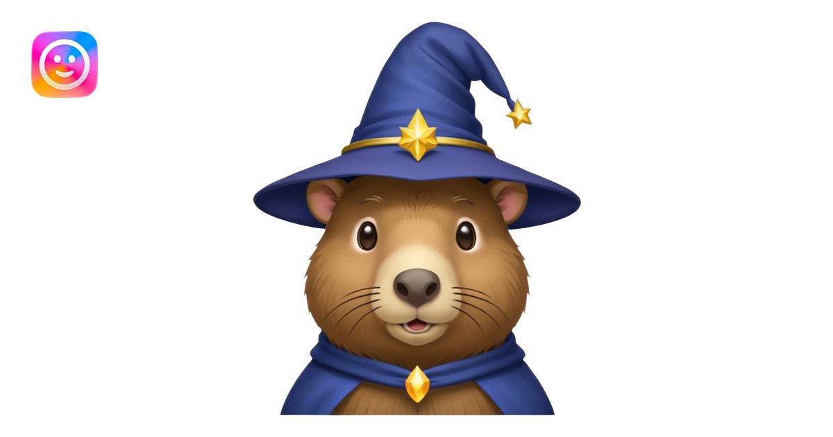 Capybara head with wizard hat emoji | AI Emoji Generator