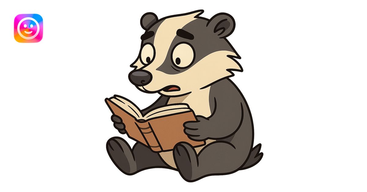 a cartoon badger sitting and reading, flat toon style illustration | AI ...