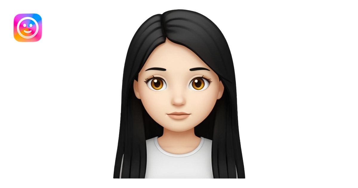make a girl emoji with straight long black hair and blonde highlights ...
