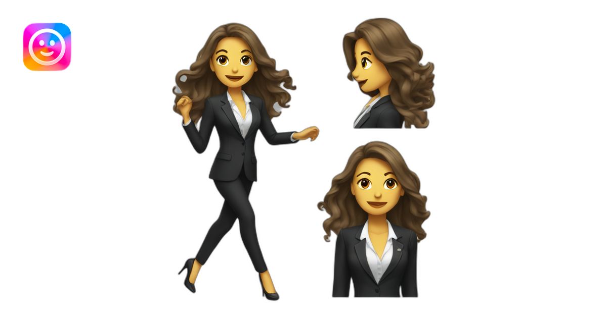 Woman with long hair dressing a suit dancing in high heels emoji | AI ...