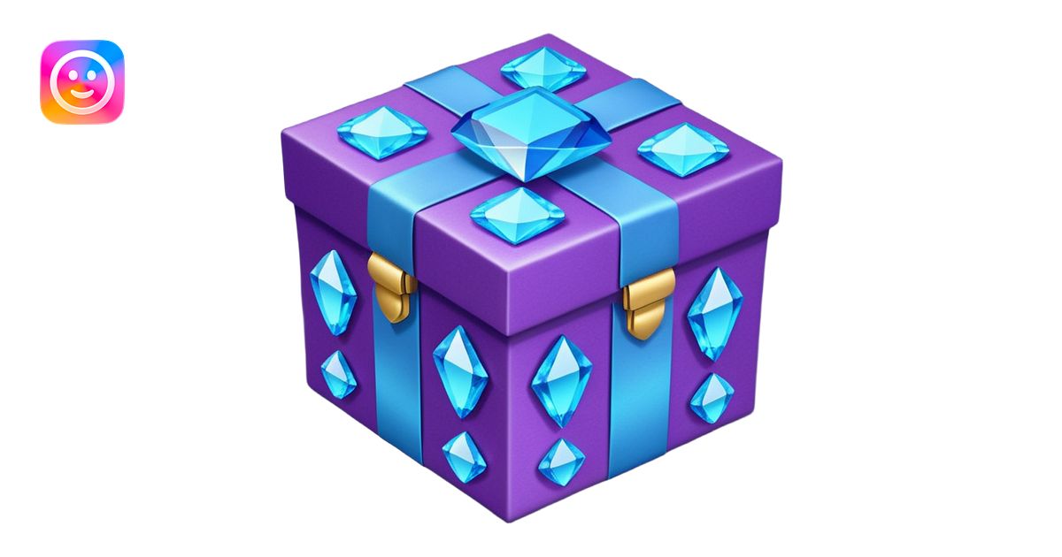 gift box . The square box displays vibrant purple panels with ...