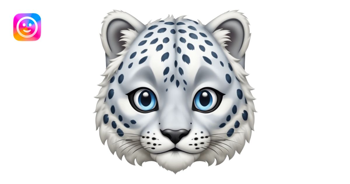 Deformed Snow leopard-Eyes are long and blue emoji | AI Emoji Generator