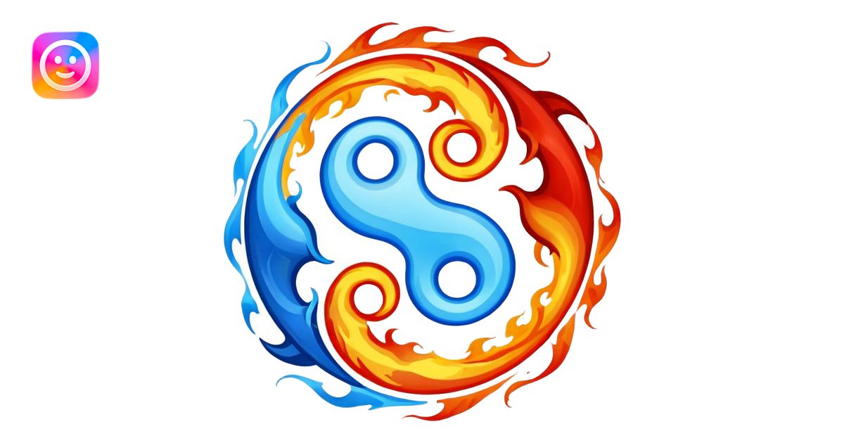 The fire and water emojis are in the form of the yin-yan symbol in ...