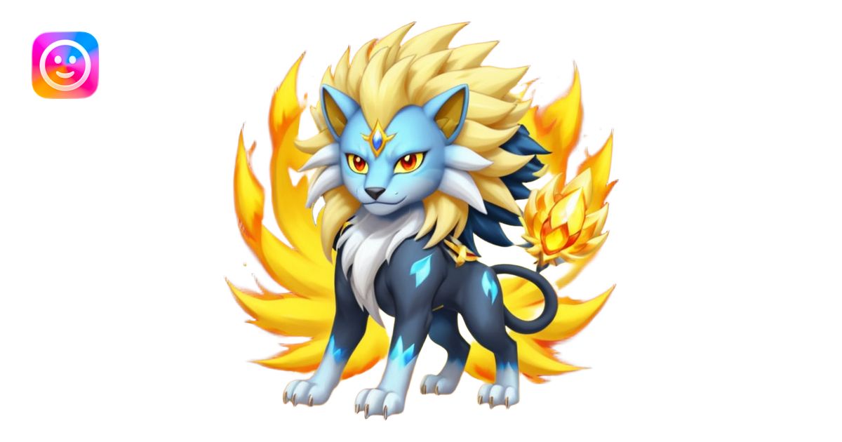 Pyroar-Luxray-Solgaleo-Fusion emoji | AI Emoji Generator