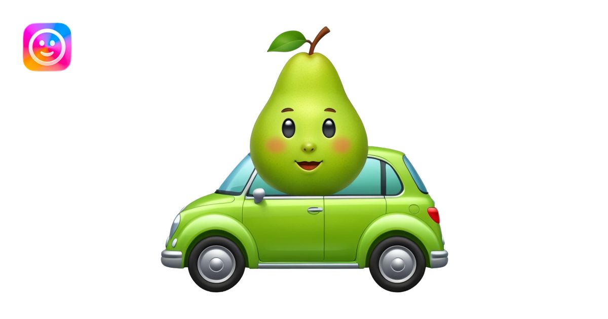 plain pear in a porshce emoji | AI Emoji Generator