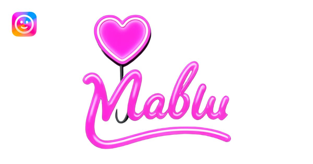glowing pink neon sign that says "Malibu" in cursive emoji | AI Emoji ...