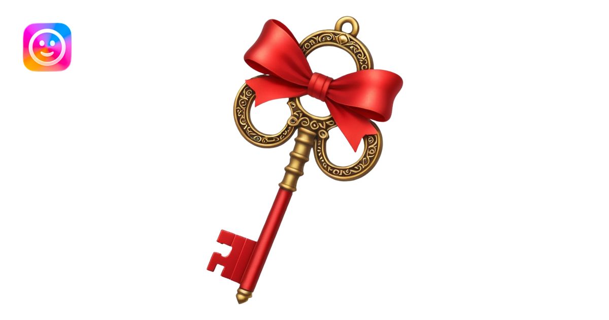 Christmas magic key with red ribbon emoji | AI Emoji Generator