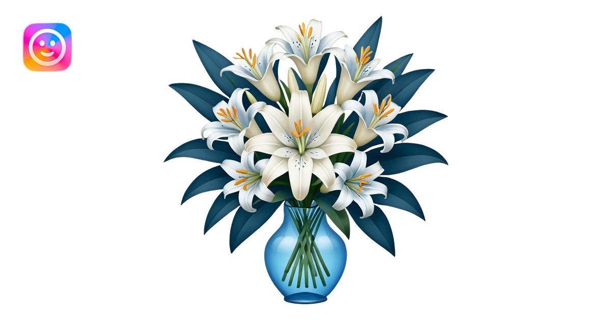 Big white and blue bouquet of Lillie’s emoji | AI Emoji Generator
