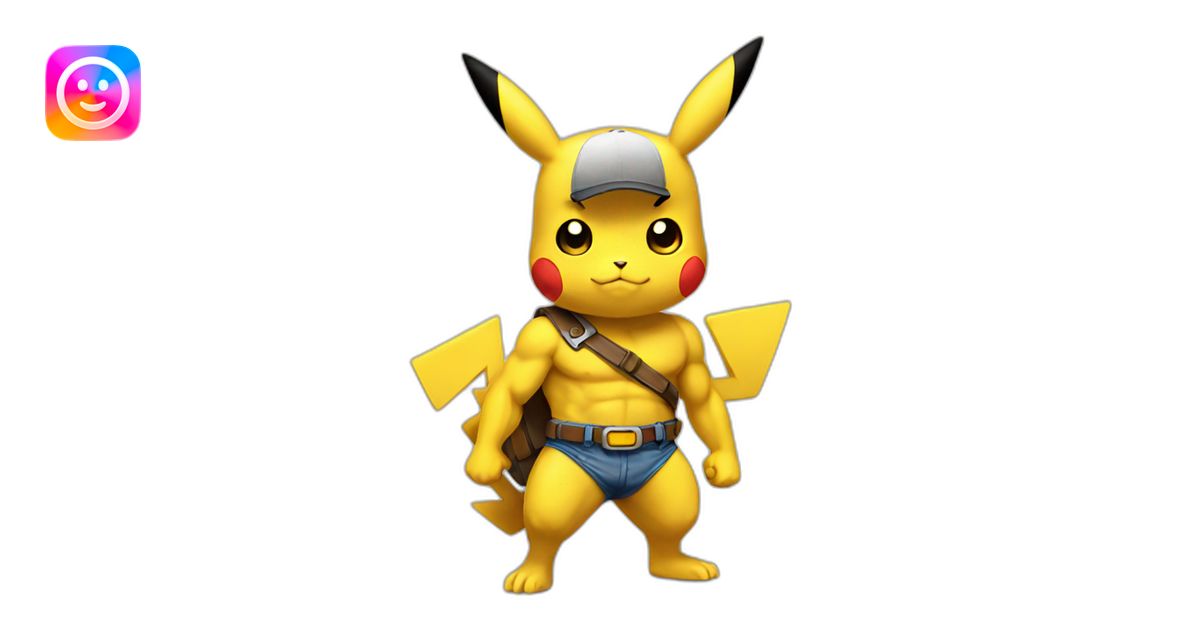 Muscular Pikachu emoji | AI Emoji Generator