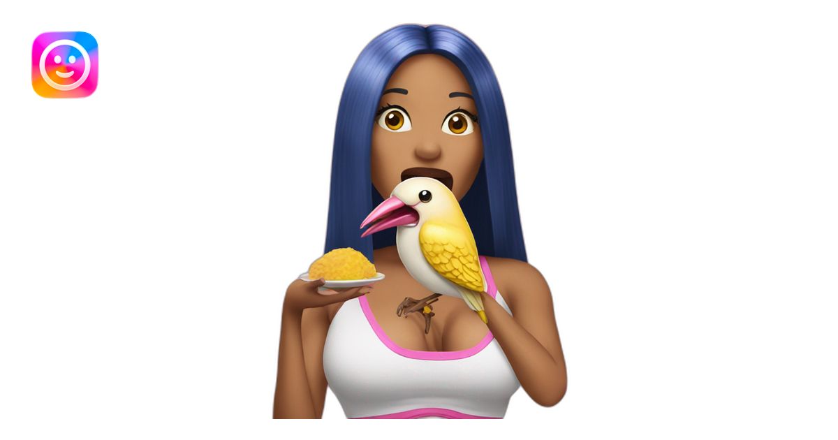 Nicki Minaj eating a bird emoji | AI Emoji Generator