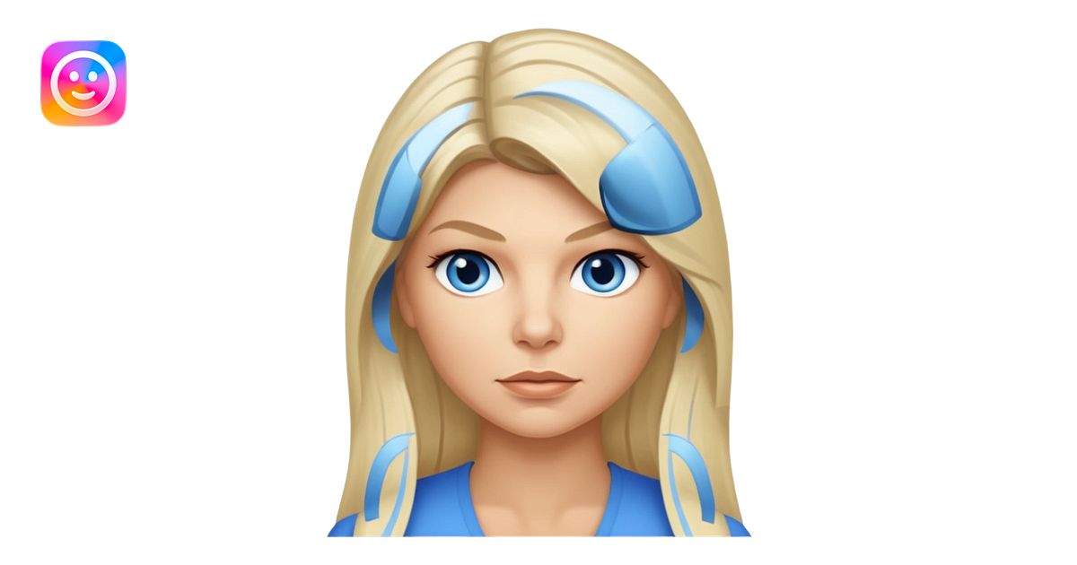 Fergie with blue eyes, long light blonde hair emoji | AI Emoji Generator