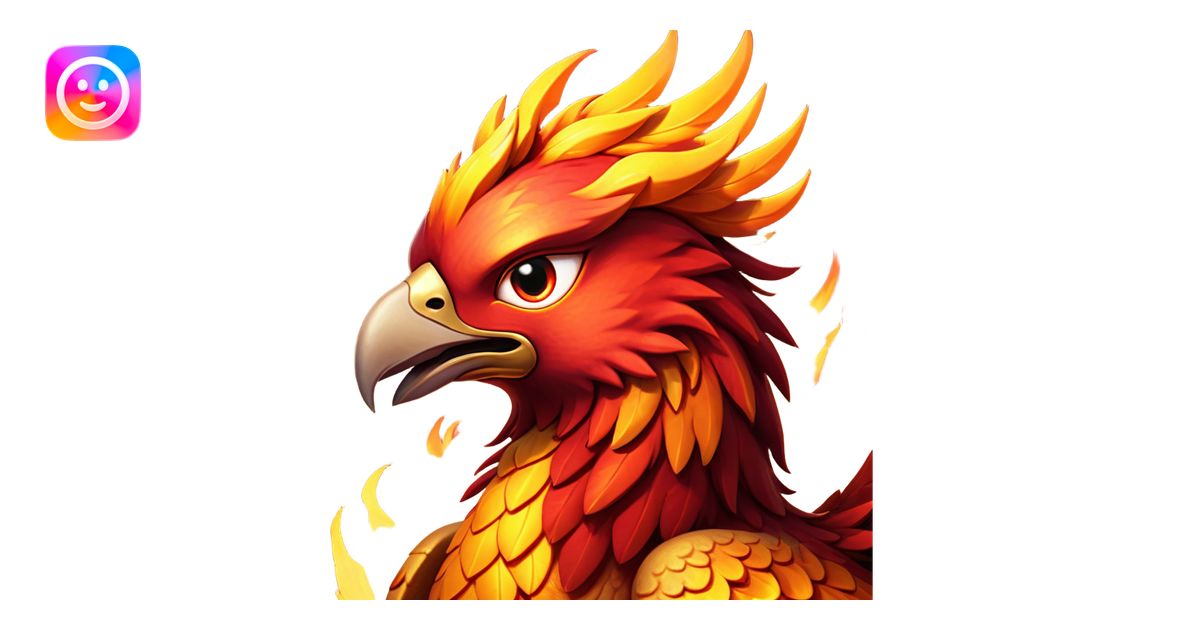 Cinematic Battle-Hardened Mystical Fire Phoenix Portrait Emoji, head ...
