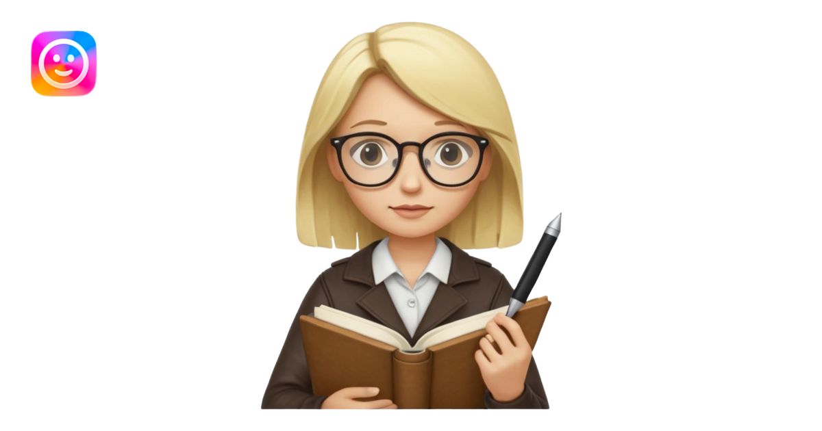 writer holding pen in hand and closed book in other hand, with blonde ...