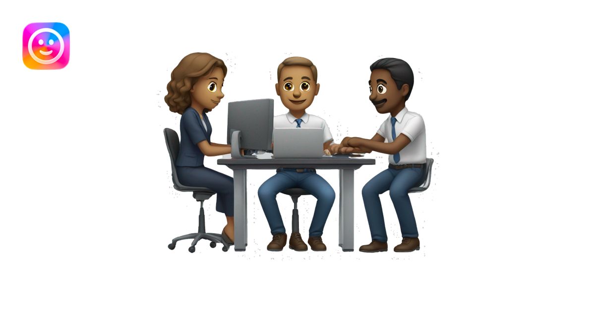three people working together on computers emoji | AI Emoji Generator