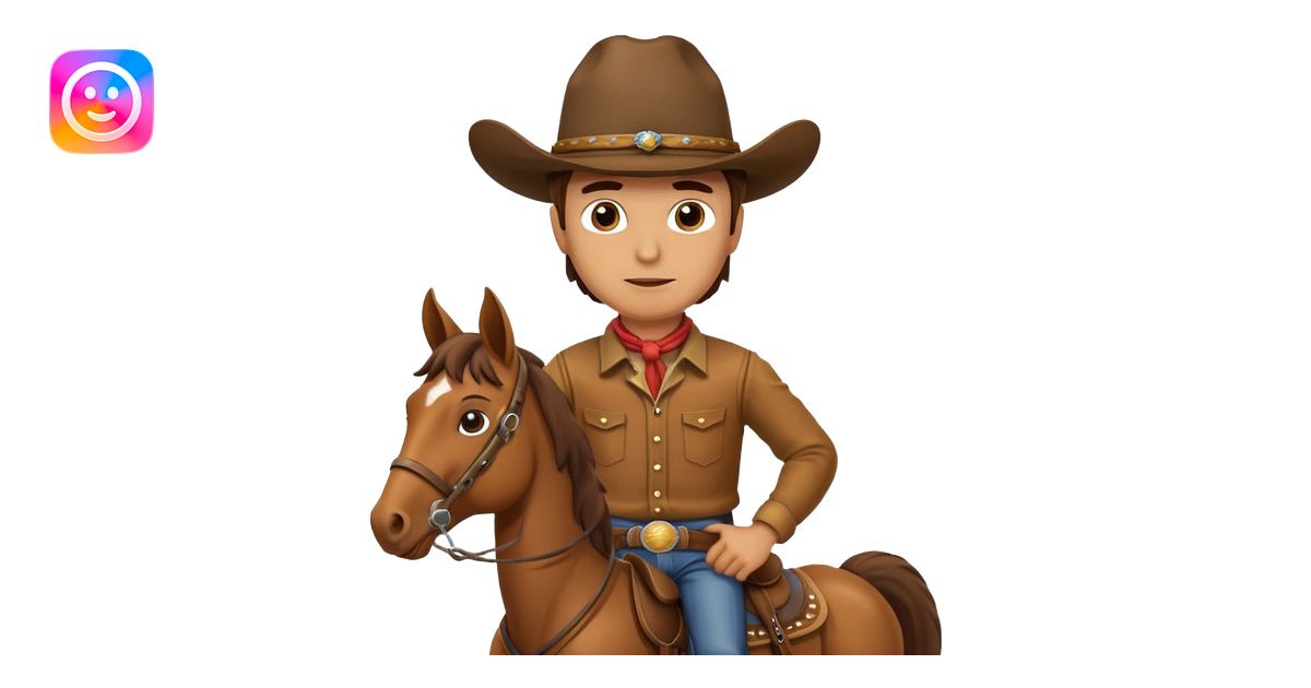 A realistic cowboy riding a horse emoji | AI Emoji Generator