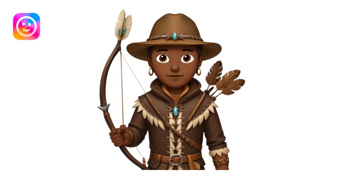 The classic hunter figure carrying a bow and arrow, dressed in brown ...